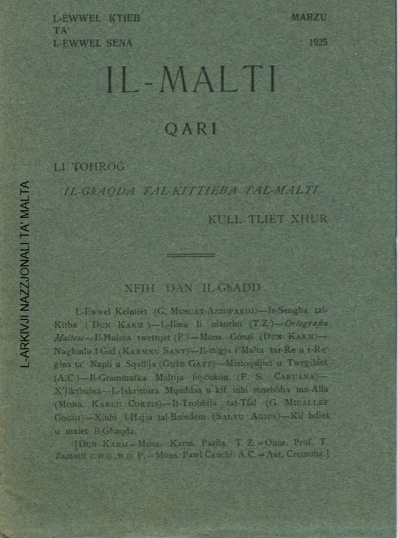 Ir-Rivista “Il-Malti” – L-Akkademja tal-Malti
